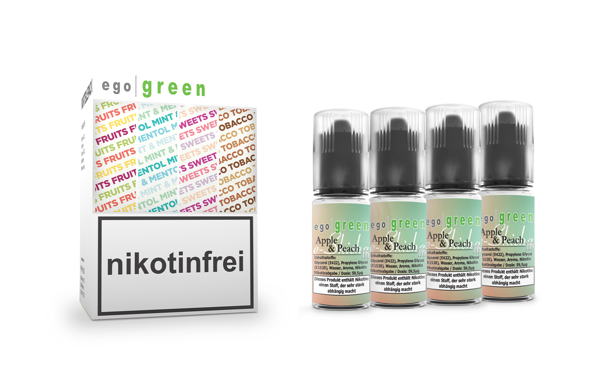 Vorteilspack E-Shisha Liquid Apple & Peach [Nikotinsalz] 4x10ml ...